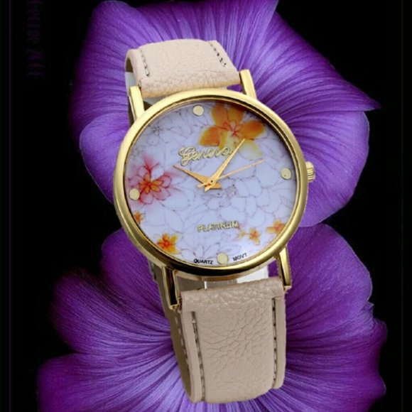 Accessories | Fashion Flower Dial Leather Band Quartz Analog Wat | Poshmark